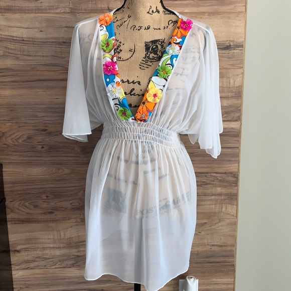 babalu | Swim | Babalu Cover Up White Sheer Matching Head Band | Poshmark